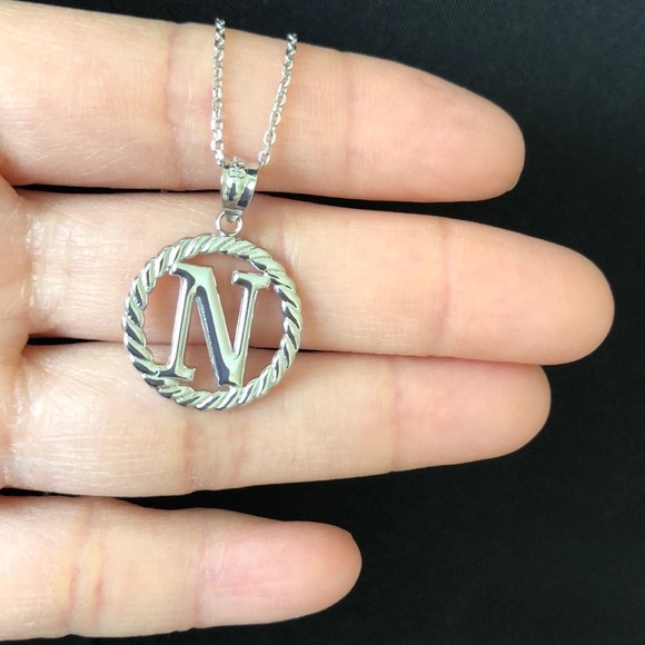 Element Shine | Jewelry | 925 Sterling Silver Initial Letter N Rope ...